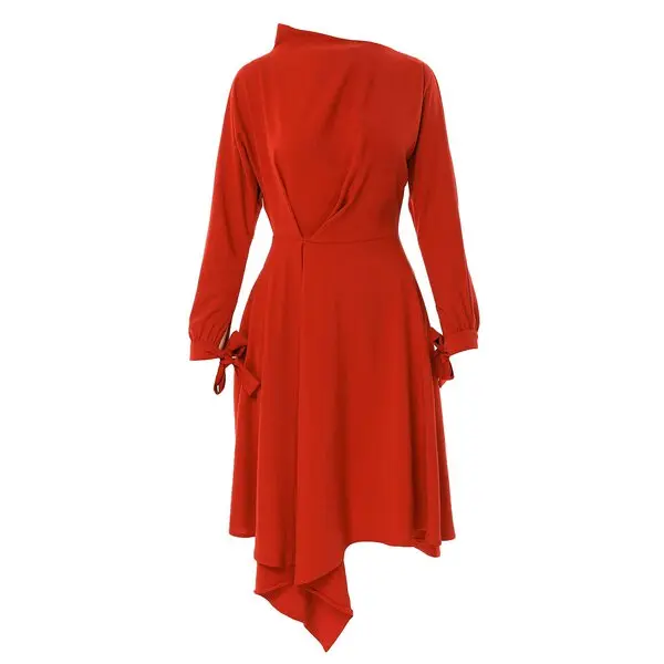 LARISA DRAGNA Poppy Pleated Asymmetric Dress
