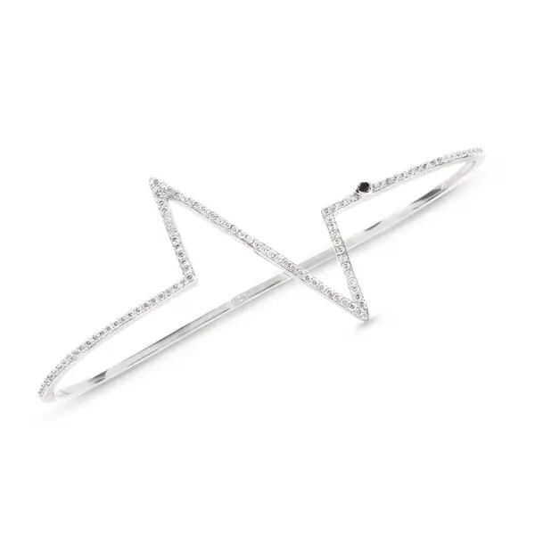 SALLY SKOUFIS Force Palm Cuff With Simulated Diamonds - Silver