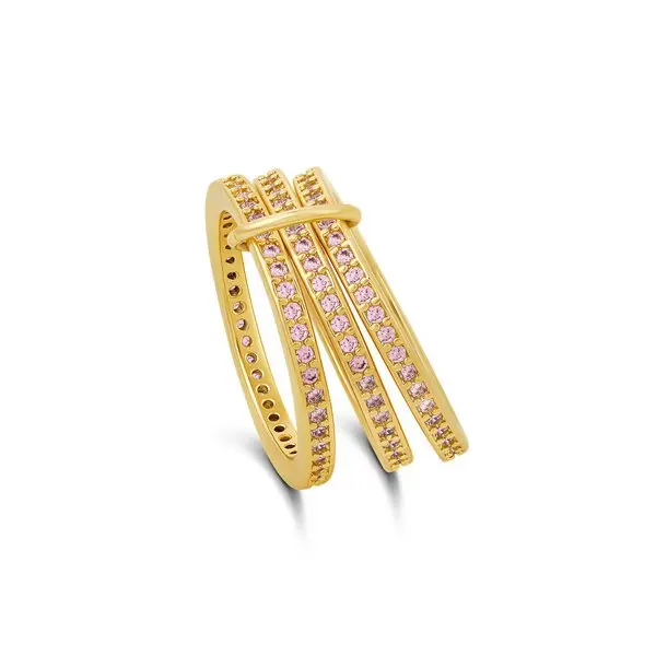 SHYMI Gold And Pink Stack Rings - Gold/pink