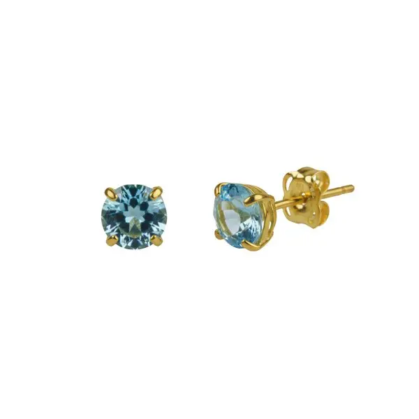 SPERO LONDON 9ct Gold Topaz Stud Earrings - Blue