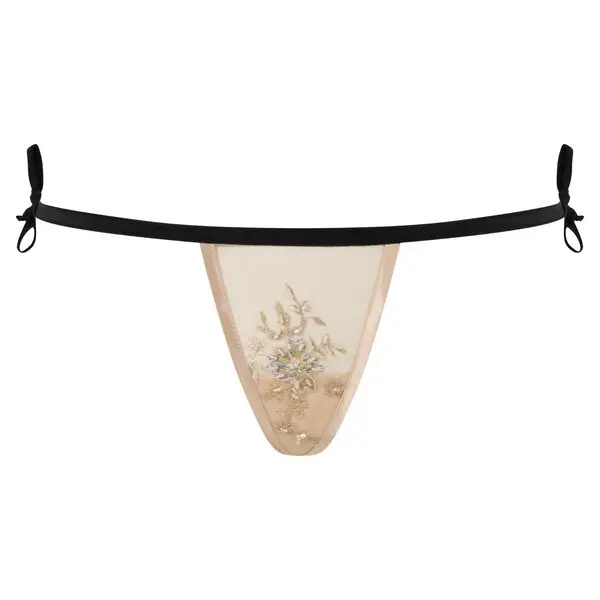 BELLE ET BON BON Serafina Beaded Thong - Black