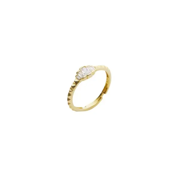 SPERO LONDON Three Baguette Gemstone Sterling Silver Ring - Gold