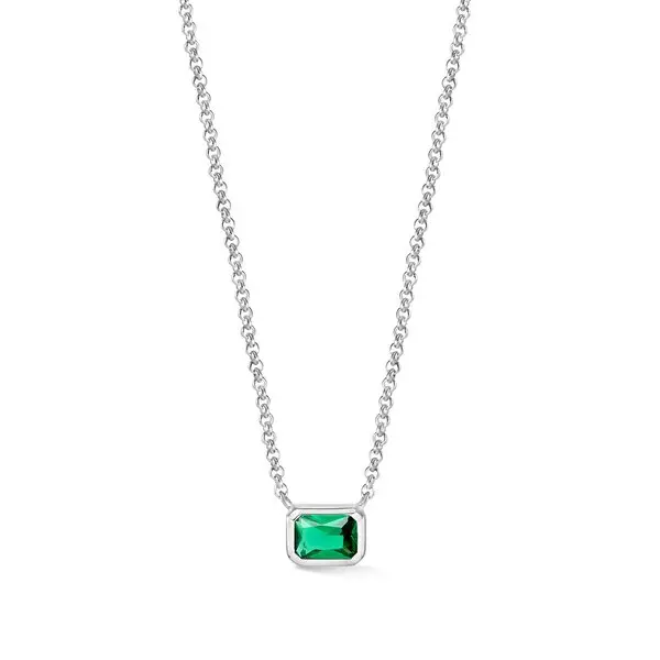 DOWER & HALL Sterling Silver Green Garnet Octagon Pendant Necklace - Silver/green