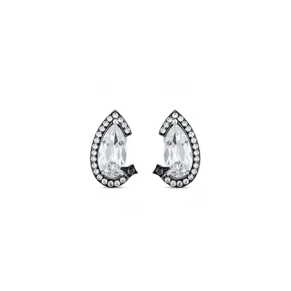 SALLY SKOUFIS Nourish Stud Earrings With Black Diamond And White Cz Diamond - Black/silver