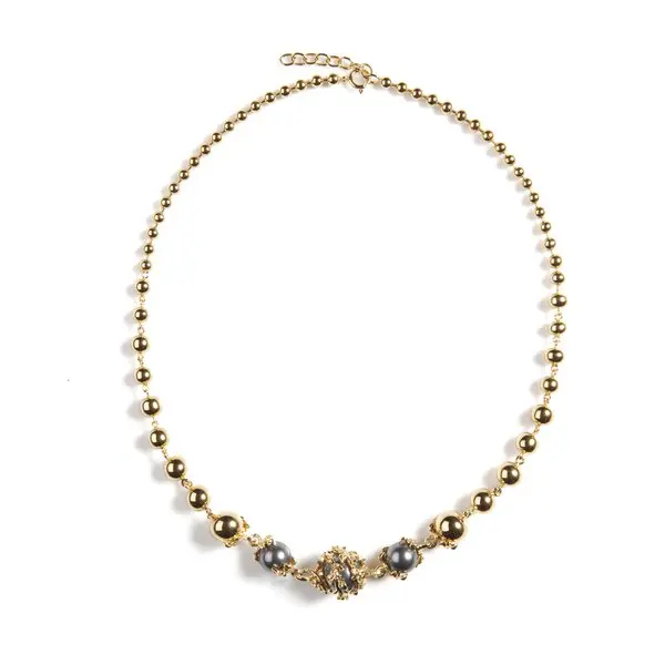 KASUN LONDON Orb And Swarovski Pearl Necklace - Gold