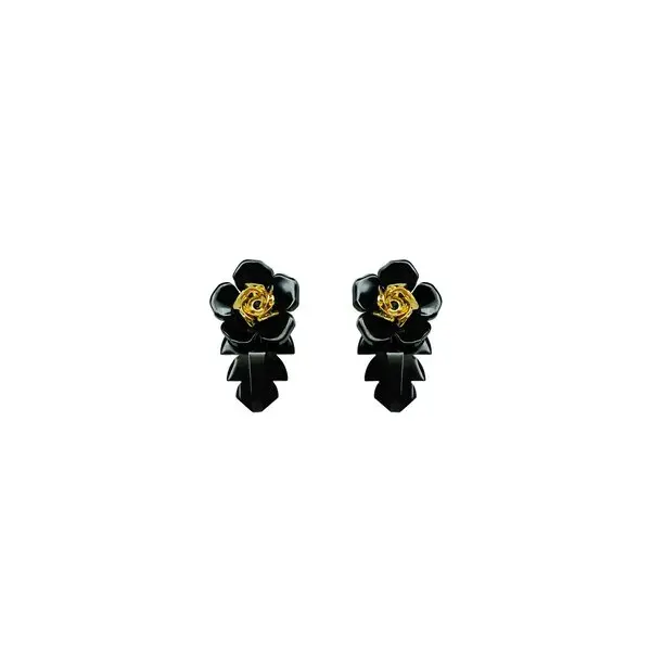 GISSA BICALHO Rose And Leaf Earrings - Black