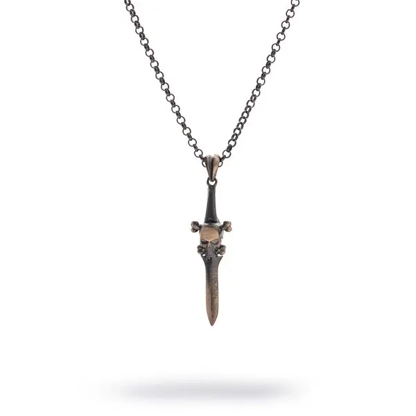 EBRU JEWELRY Skull Blade Warrior Pendant Necklace - Silver