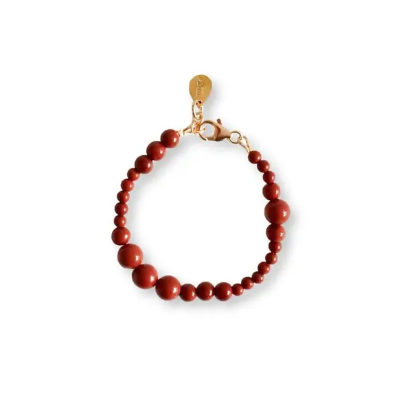GEM ISLAND Red Jasper Beaded Bracelet - Gold/red