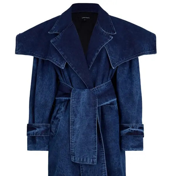LORENA SARAVIA Javi Trench Coat - Black/brown/blue
