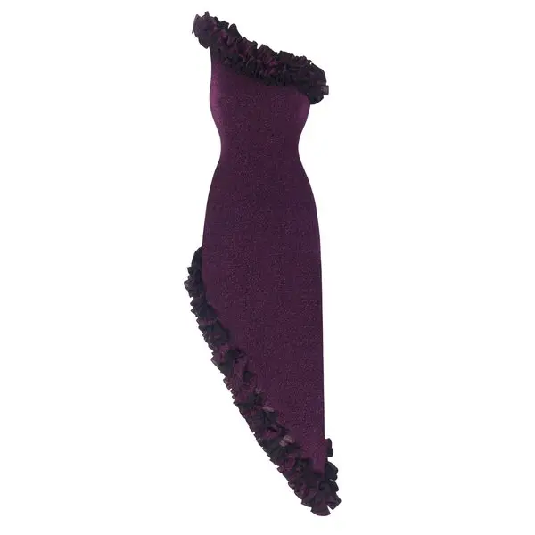 NUR KARAATA Florentina Long Sparkle Dress - Purple