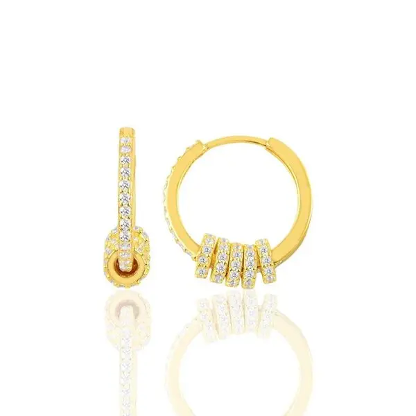 SPERO LONDON Sterling Silver Cz Jewelled Hoop Earrings - Gold