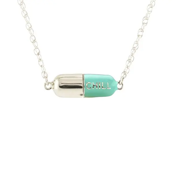 Kris Nations Big Chill Pill Chain Necklace - Green/blue/silver