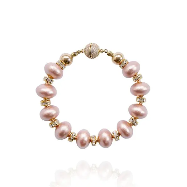 SAULE LABEL Mika Bracelet In Noble Blush With Crystal Rondelles - Gold/rose Gold
