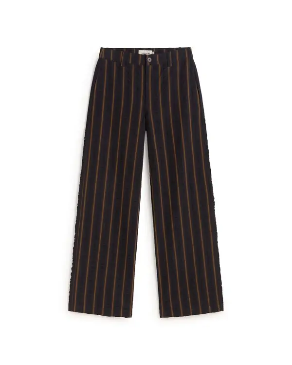 THINKING MU Serena Striped Seersucker Straight Pants