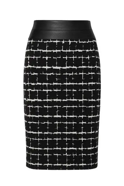 CONQUISTA High-waisted Midi Pencil Skirt With Leather Look Waistband