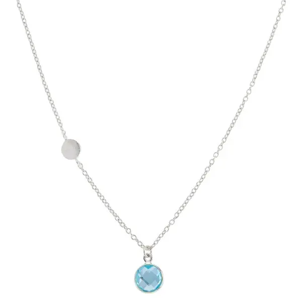 AUREE JEWELLERY Salina Blue Topaz & Sterling Silver Disc Necklace - Blue/silver