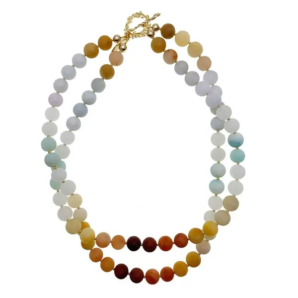FARRA Double Layer Jade Necklace - Brown