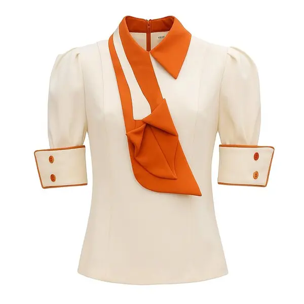JULIA ALLERT Statement Blouse With Contrasting Collar And Cuffs