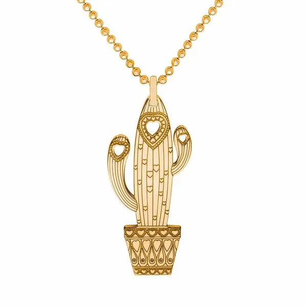 CARTERGORE Medium Carrie The Cactus Pendant Necklace - Gold