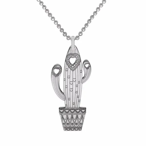 CARTERGORE Medium Carrie The Cactus Pendant Necklace - Silver