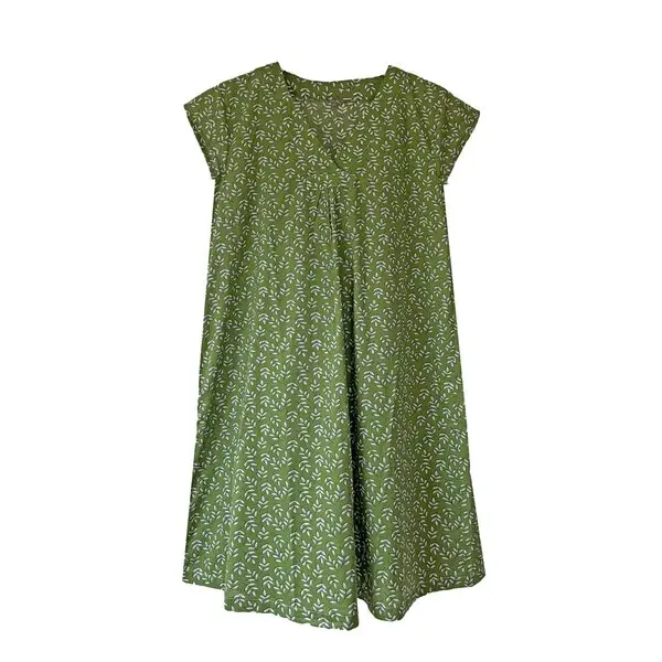 LIME TREE DESIGN Audrey Shift Dress Falling Leaf Print - Green