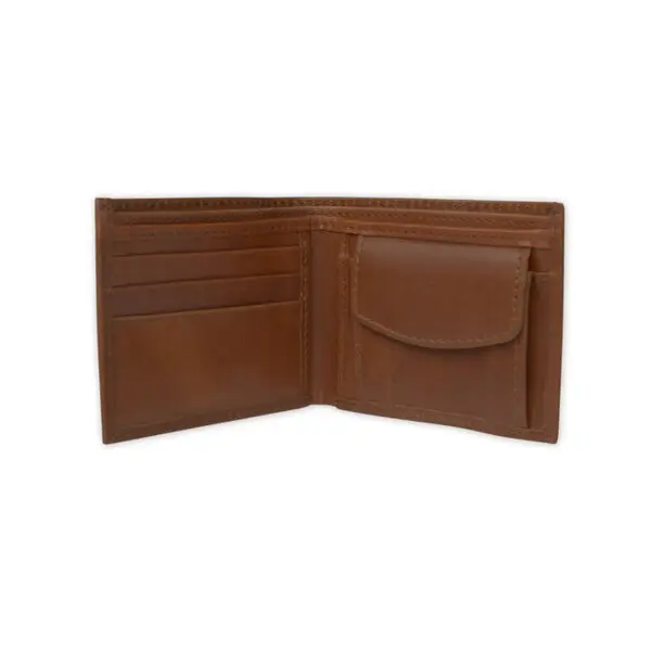 VIDA VIDA Classic Dark Leather Wallet With Coin Pocket - Brown