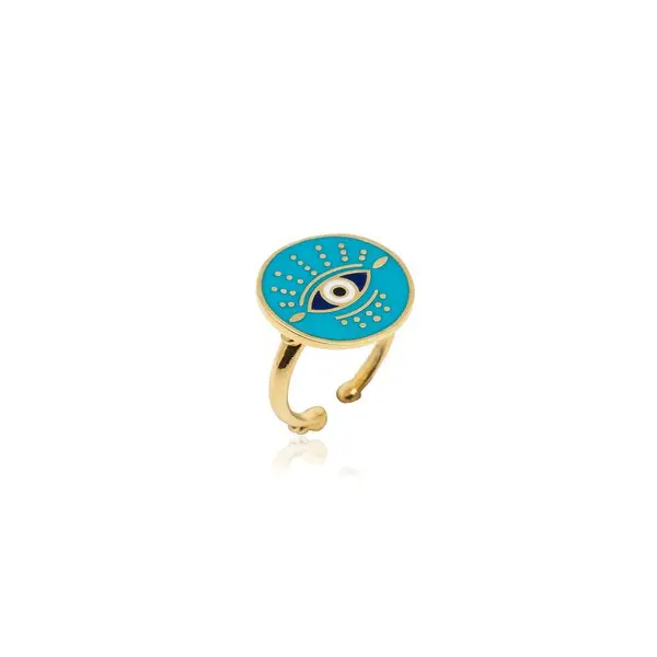 ATELIER PETITES PIERRES Enamel Eye Ring - Blue/gold