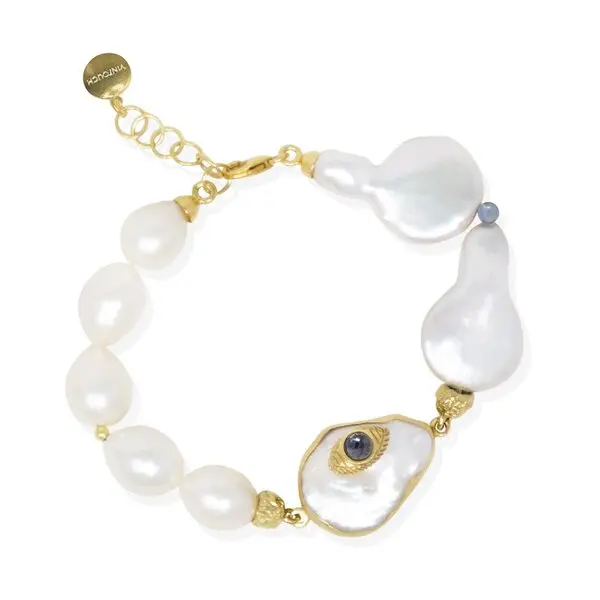 VINTOUCH ITALY The Eye Gold-plated Sapphire & Pearl Bracelet - Blue