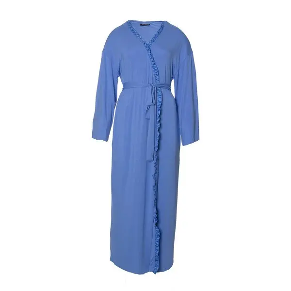 PRETTY YOU Bamboo Frill Kimono In Cornflower - Blue