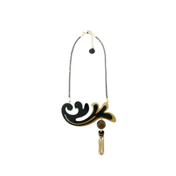 GISSA BICALHO Acrylic Plastron Necklace - Black