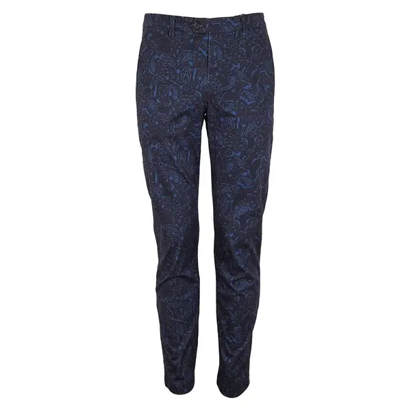 LORDS OF HARLECH Jack Madrid Paisley Pant Navy - Blue