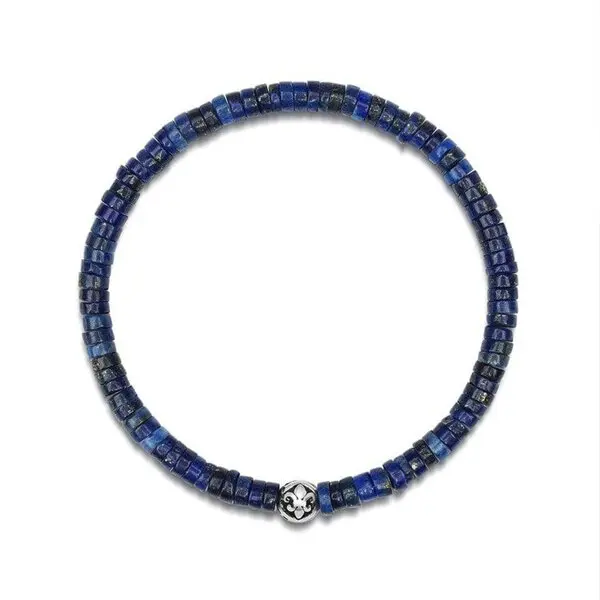 NIALAYA JEWELRY Lapis Heishi Bead And Silver Wristband - Blue