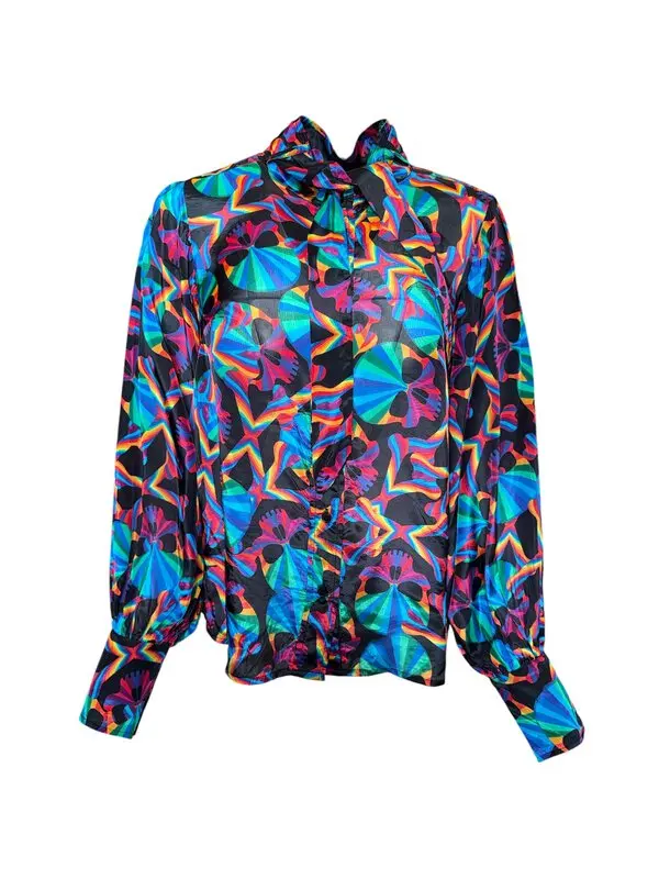 ANY OLD IRON Rainbow Skull Necktie Shirt
