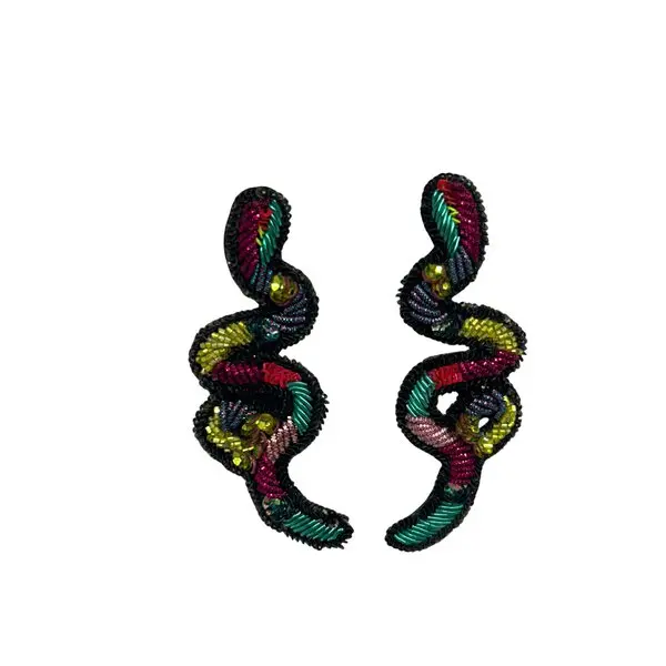 SIMITRI Kaa Embroidered Earrings - Black/green/pink/purple/red/yellow