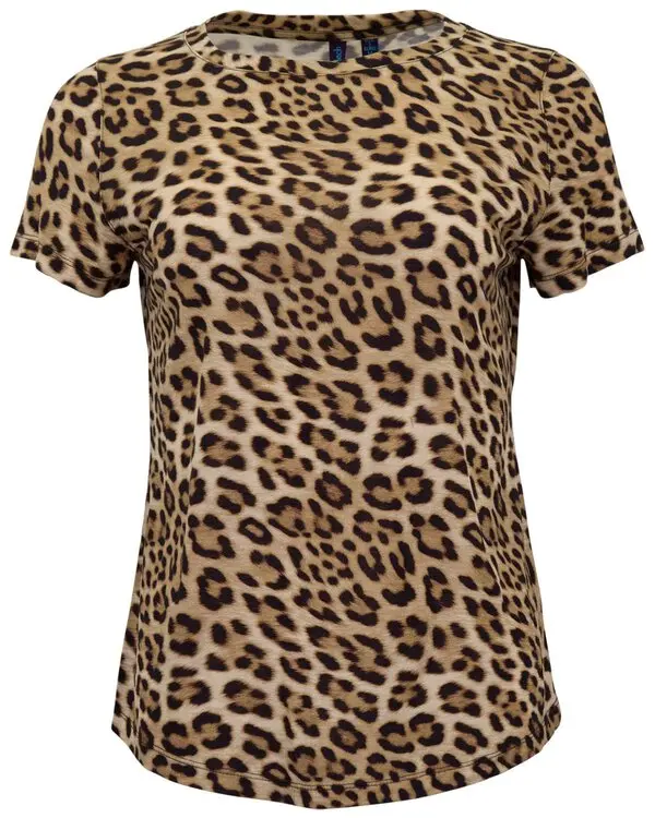 LORDS OF HARLECH Katherine Leopard Cap-sleeve Top - Brown