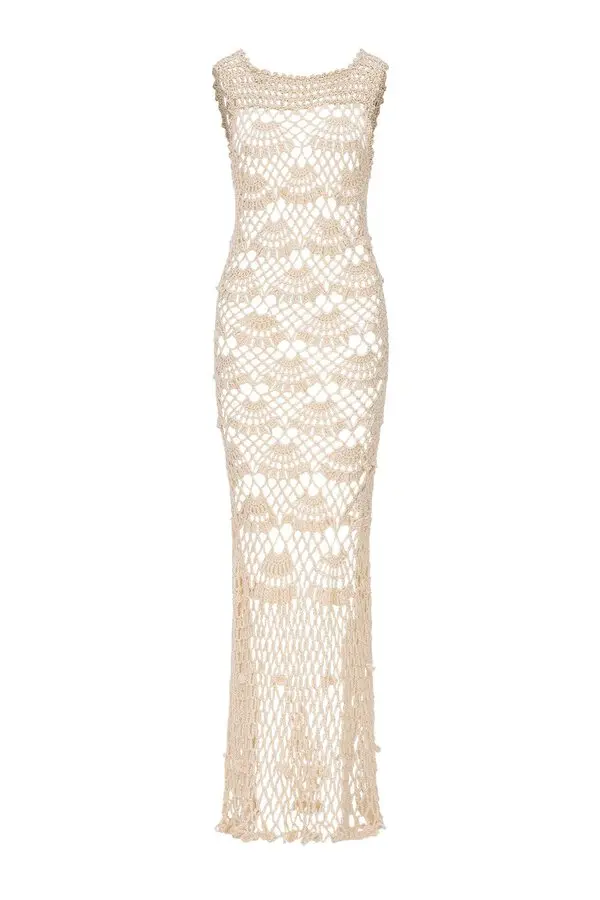 ANDREEVA Handmade Crochet Maxi Dress - White