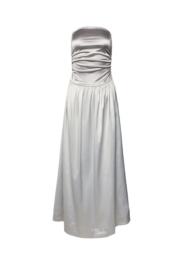 AMY LYNN Micha Maxi Satin Dress - Silver