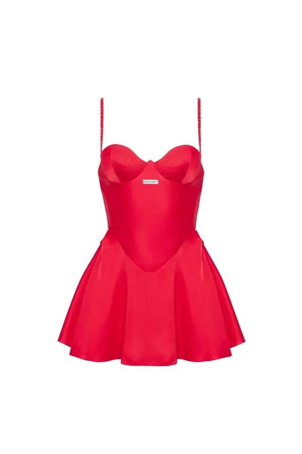 GOD SAVE QUEENS Satin Mini Dress - Red