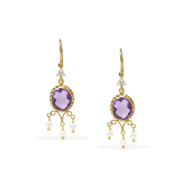 VINTOUCH ITALY Positano Amethyst Dangle Earrings - Gold/yellow