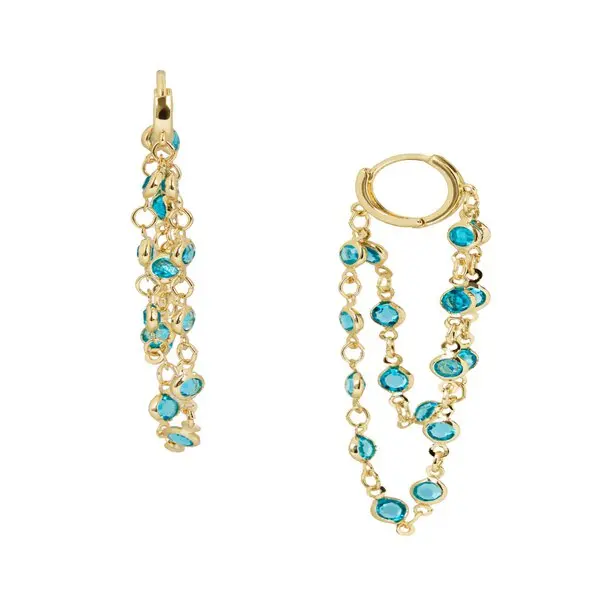 Saachi Glass Multi Layer Dangle Earrings - Blue