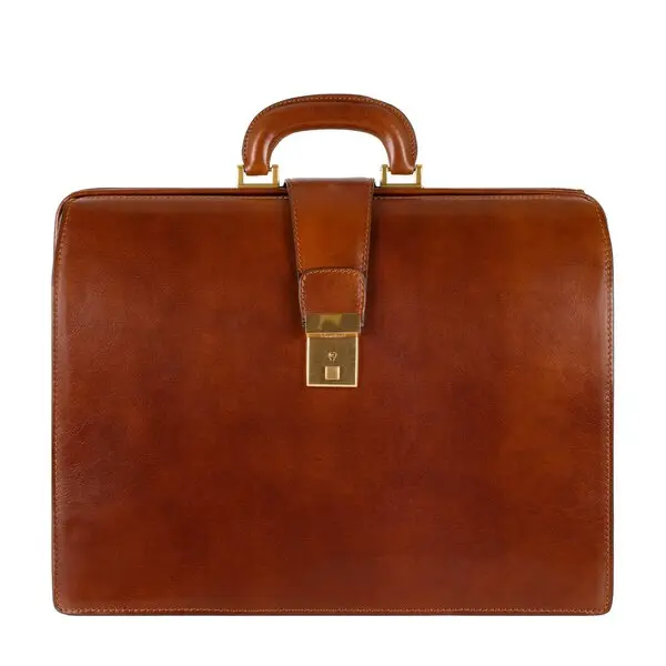 TIME RESISTANCE Large Leather Briefcase - Brown