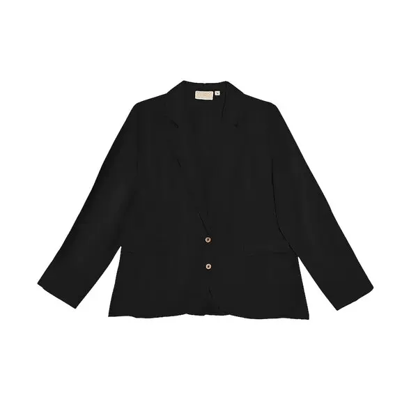 REISTOR Notched Collar Hemp Blazer - Black