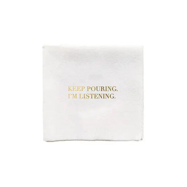 BELL'INVITO Keep Pouring. I'm Listening. Beverage Napkins - White