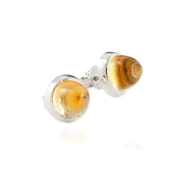 THE JEWELLERY STORE LONDON Citrine Stud Earrings In Sterling Silver - Silver/yellow