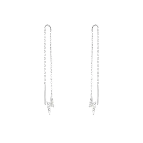 SPERO LONDON Lightning Bolt Sterling Chain Drop Earrings - Silver