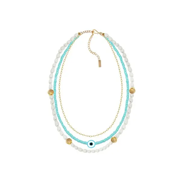 ADRIANA PAPPAS DESIGNS Layered Turquoise And Pearl Choker - Blue