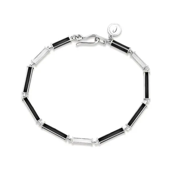 C|ND|N BY CANDAN BALTO Megaron & Black Enamel Bracelet - Silver