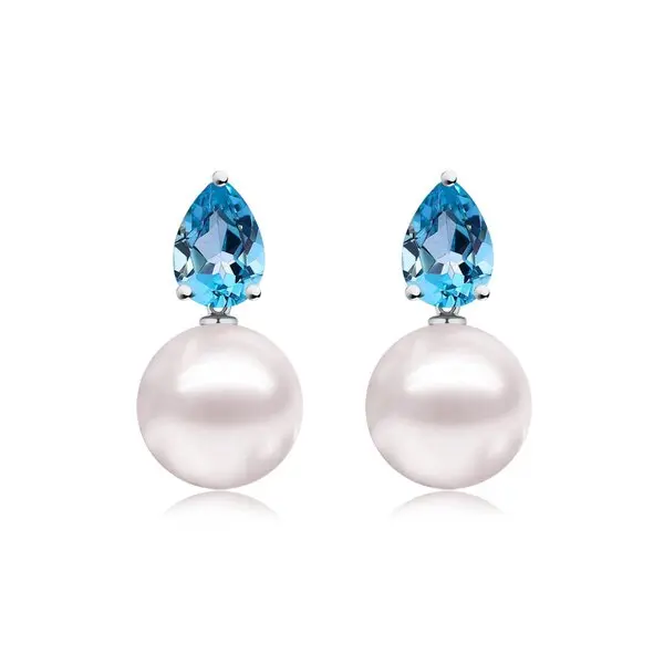 KAI FINE JEWELRY Sterling Silver Natural Topaz And Freshwater Pearl Convertible Earrings - Blue/silver/white