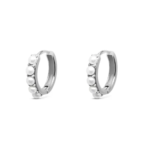 CLEMENCE WREN Freshwater Pearl Hoop Earrings - Silver/white