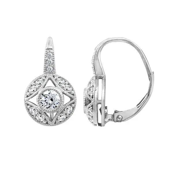 DIAMONBLISS Vintage Style Leverback Earrings - White